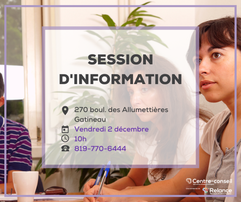 Session d'information - Ateliers de recherche d'emploi - La Relance